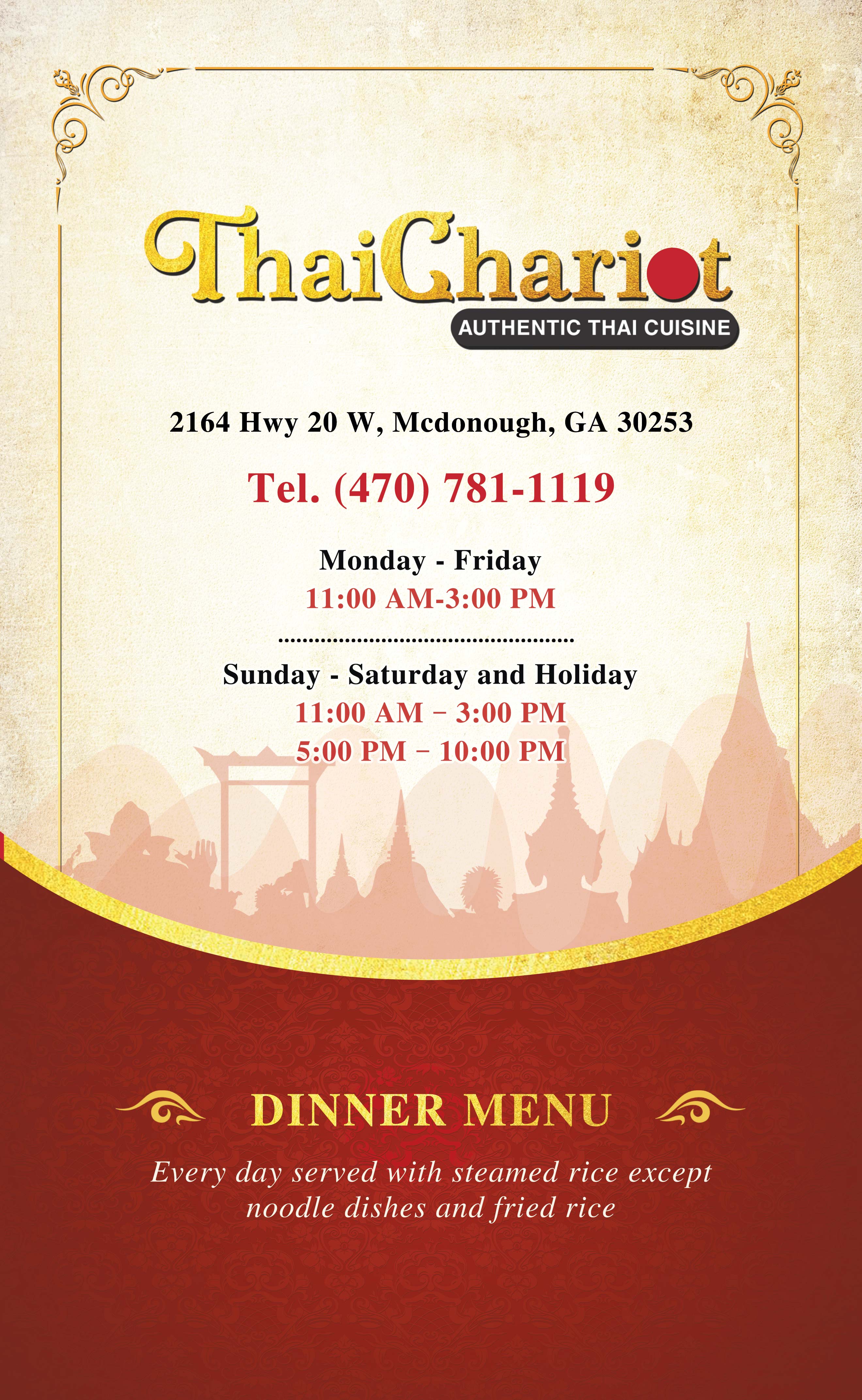 Thai Chariot, Ga 30253 – SCANLY.MENU